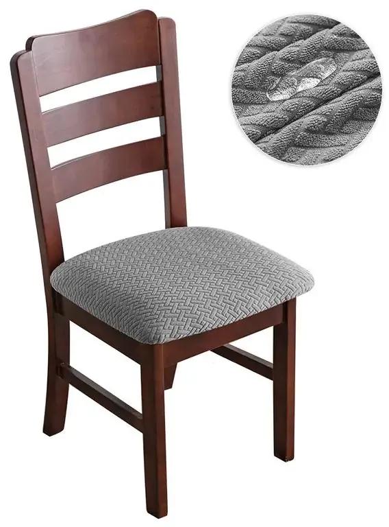 Žakárové vzorované potahy na sedátko jídelní židle (vzor cik-cak) Barva: T2-light grey (sv. šedá)