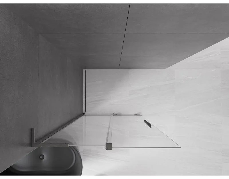 Mexen Velar L, posuvná sprchová zástěna Walk-in 90 x 200 cm, 8mm čiré sklo, grafit broušený, 871-090-003-03-66