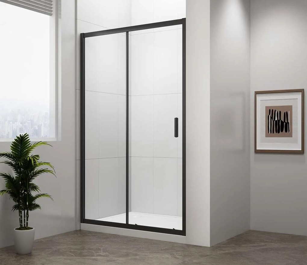 Polysan Easy Black - Sprchové dveře 100x190 cm, čiré sklo/matná černá EL1015B
