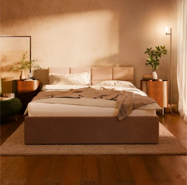 Manželská postel BORGO Velvet 180×200 cm modrá