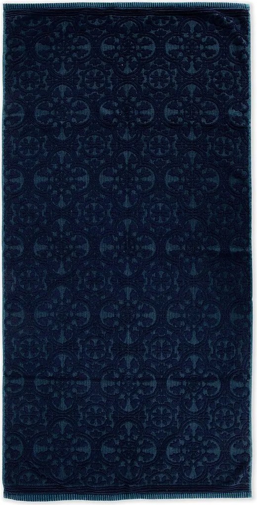 Pip Studio ručníky z bavlněného froté Tile de Pip, tmavě modré (Luxusní ručníky z bavlněného froté v designu Tile de Pip v tmavě modré barvě )