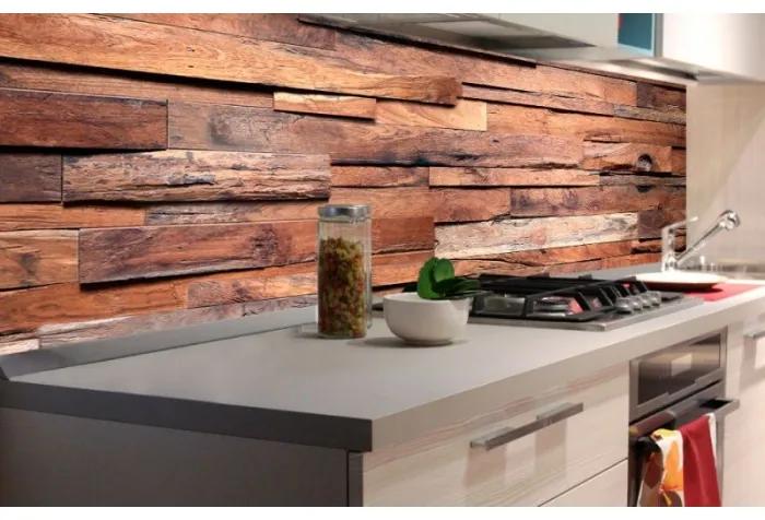 DIMEX | Fototapeta do kuchyně Dřevěná zeď KI-180-063 | 180 x 60 cm | béžová, hnědá