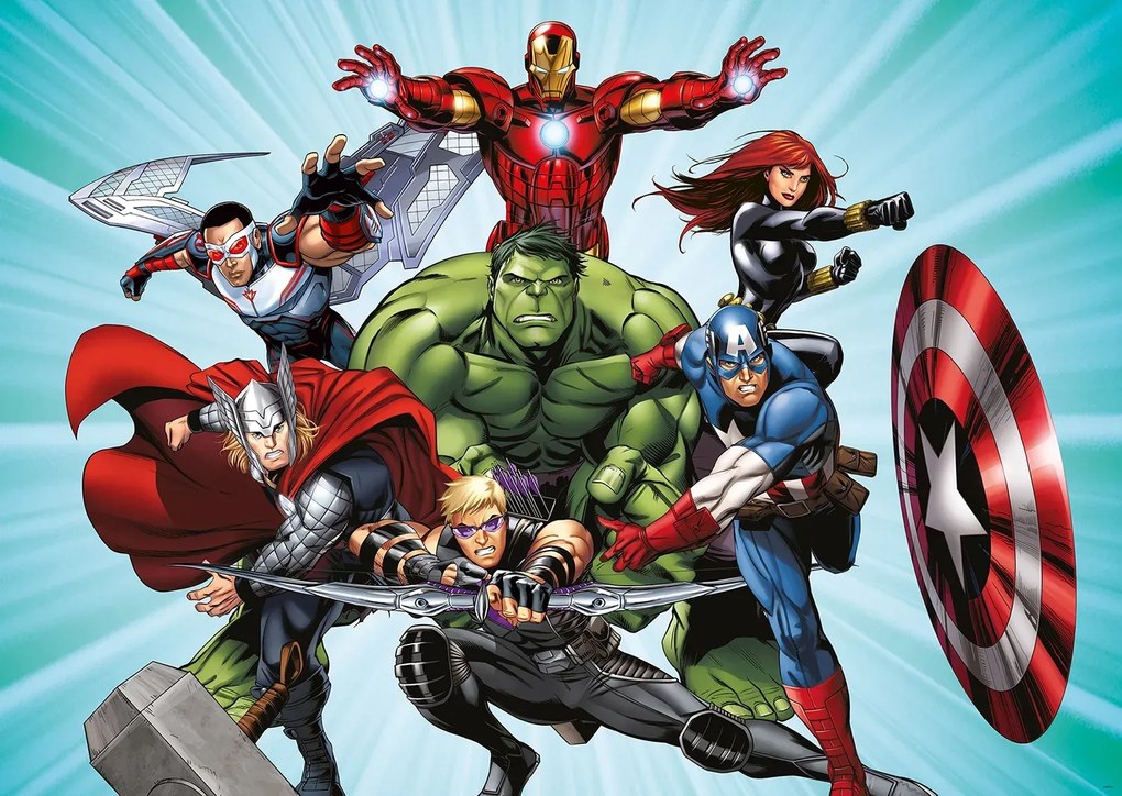 Dětská vliesová fototapeta na zed' Marvel Avengers v Bitvě, Disney | 155 x 110 cm | DFTDNM 5276