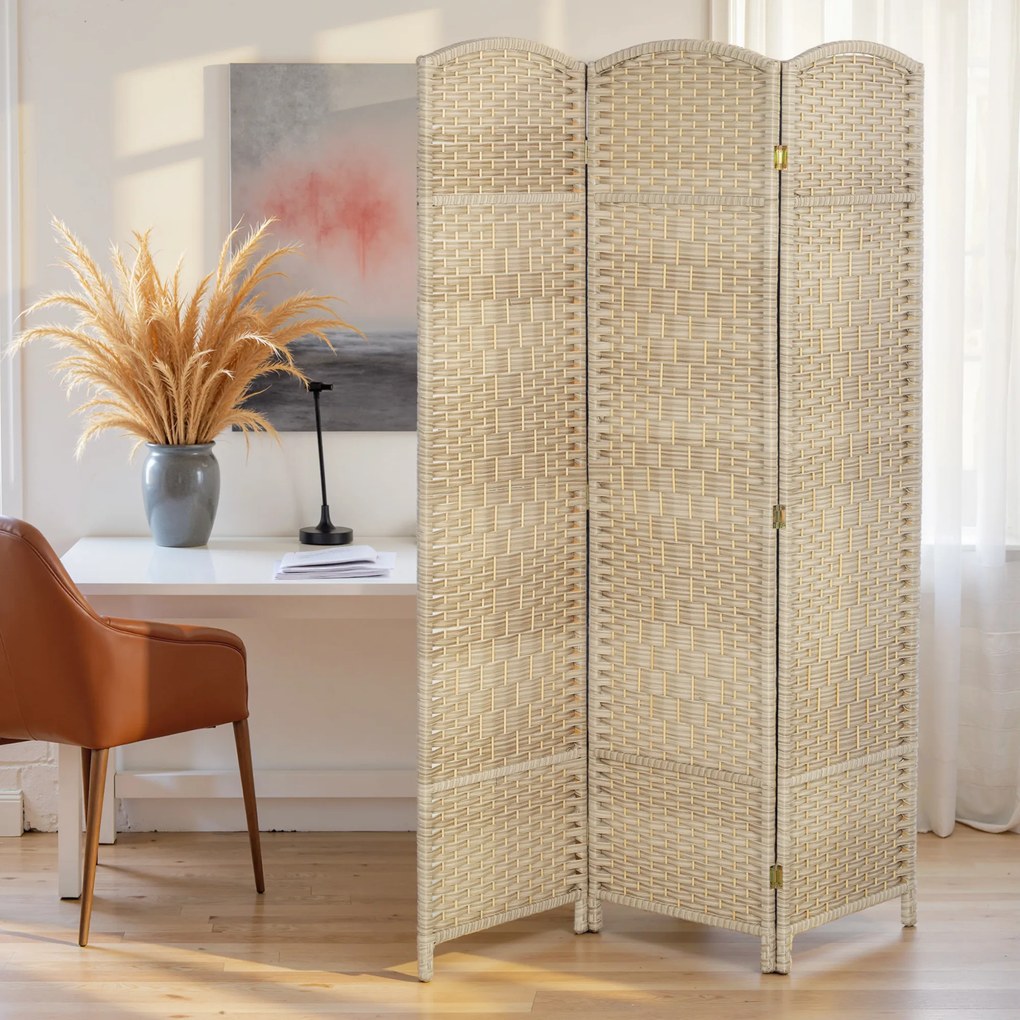 HOMCOM vnitřní paraván ze dřeva 3 panely skládací dělič prostoru pro obývací pokoj, ložnici 135 x 180 cm dub