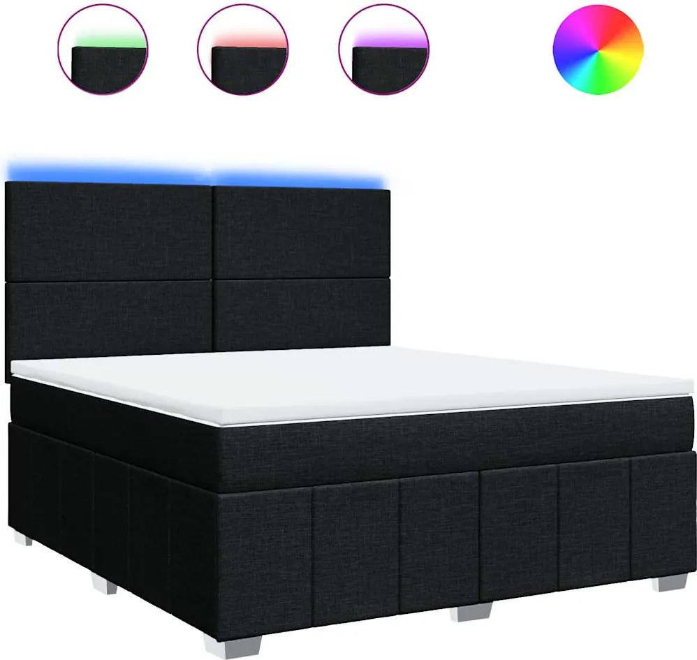 Box spring postel s matrací černá 180x200 cm textil 3294042