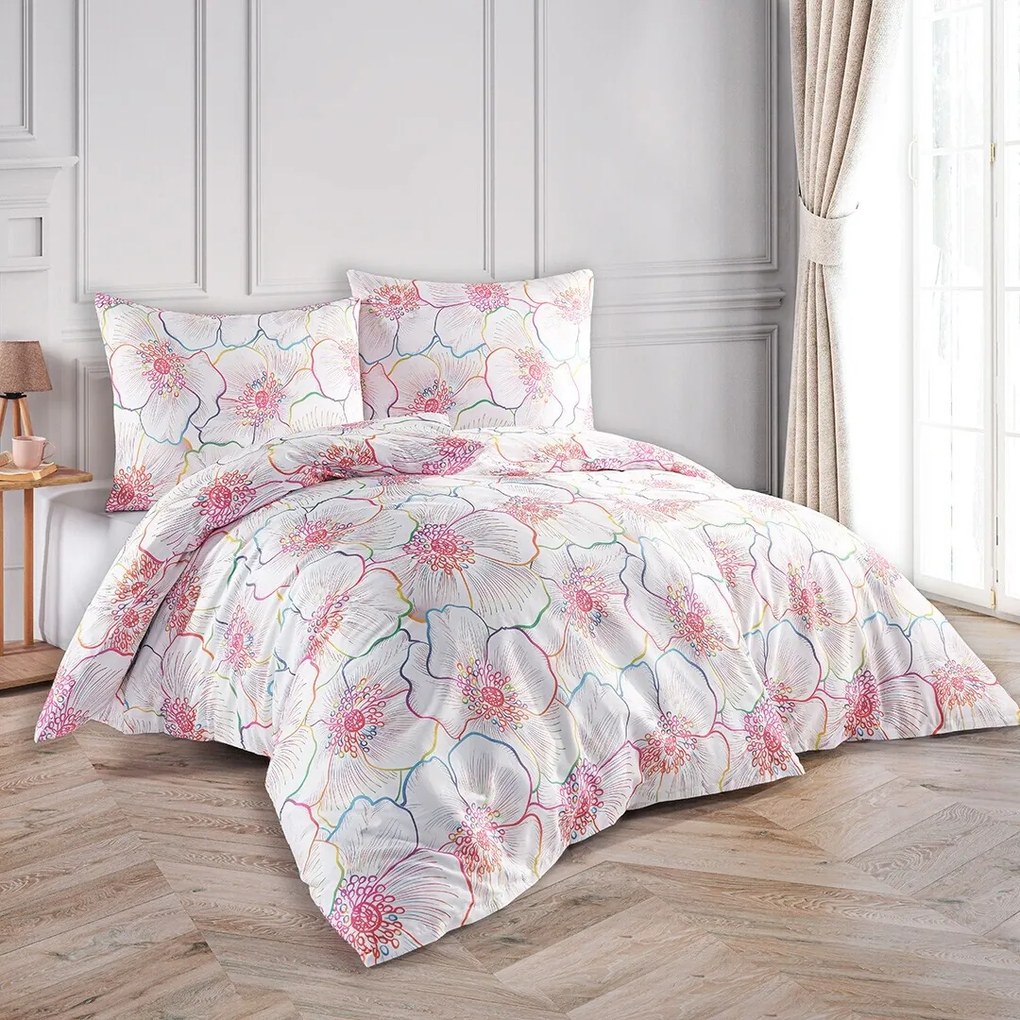 BedTex Saténové povlečení Bloom, 135 x 200 cm, 80 x 80 cm, 135 x 200 cm, 80 x 80 cm