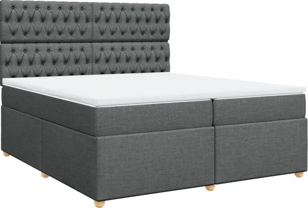 Box spring postel s matrací tmavě šedá 200x200 cm textil 3293695