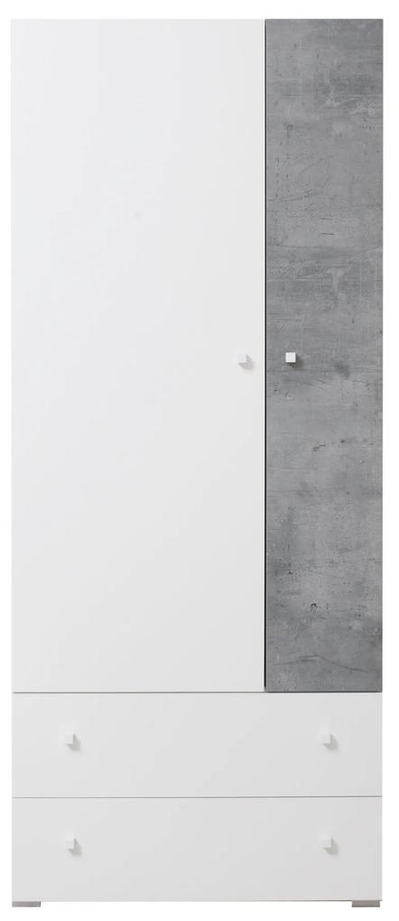 Meblar Skříň Sigma SI3 Barva: Beton/Bílý Lux/Dub