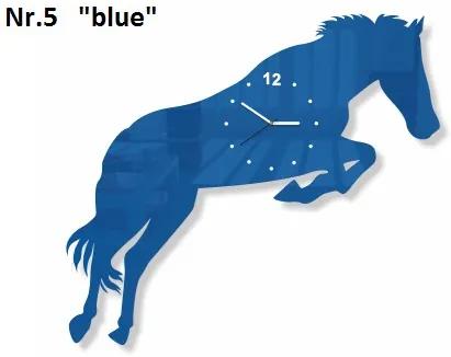 Designové nástěnné hodiny ve tvaru koně Modrá