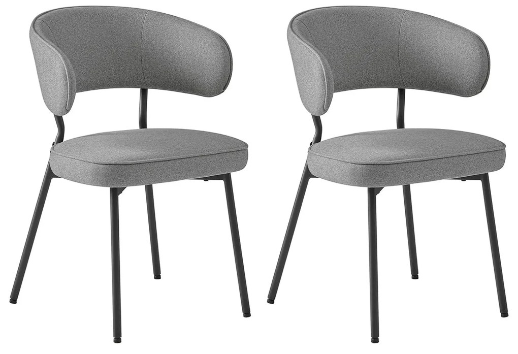 Jídelní židle, sada 2 kusů, kuchyňské čalouněné židle, tmavě šedé