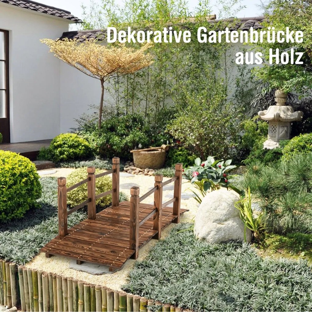 Costway Masivní dřevěný zahradní můstek 150 cm, hnědý