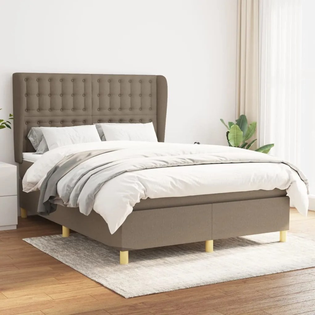 Box spring postel s matrací taupe 140x200 cm textil 3128849