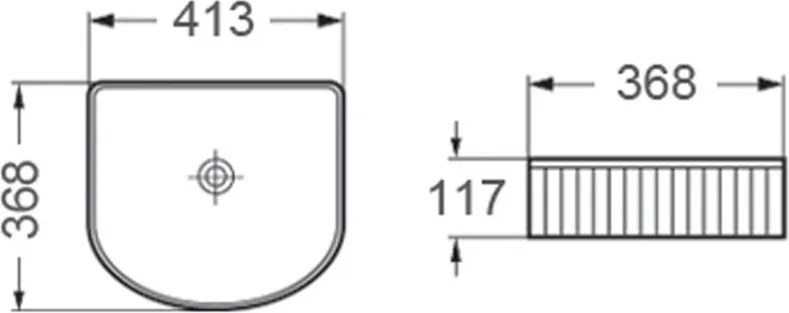Mexen Grovo, rýhované umyvadlo na desku 41 × 36 cm, černá matná, 22304285