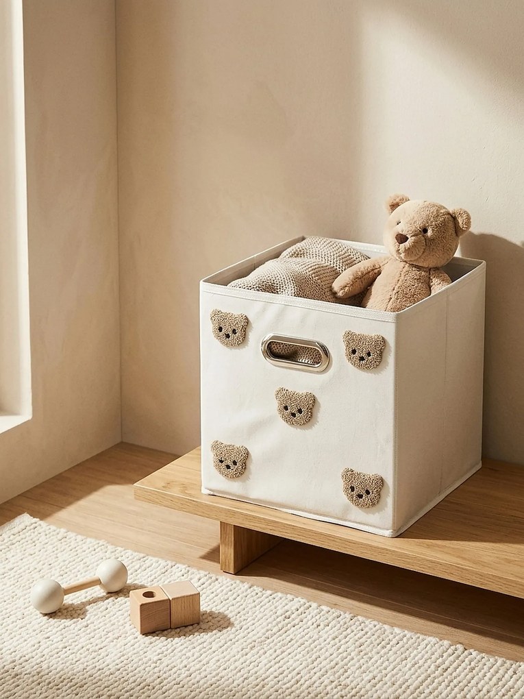 Sinsay - Skládací úložný box s motivem medvídka - béžová