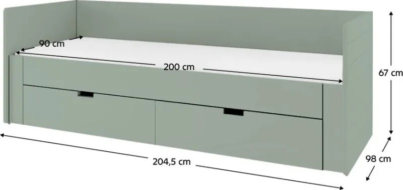 Rozkládací postel, šedozelená, 90/180x200, ANTONY Kondela 0000416624