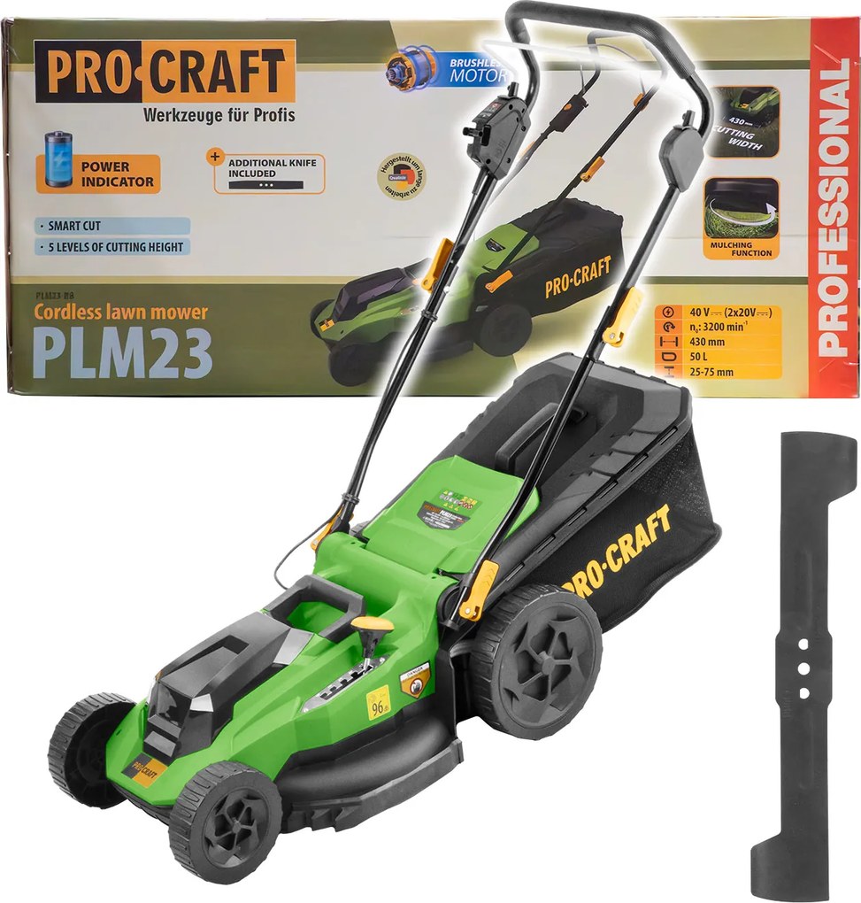 Procraft PLM23bb 2x20V - akumulátorová sekačka (bez akumulátoru a nabíječky)