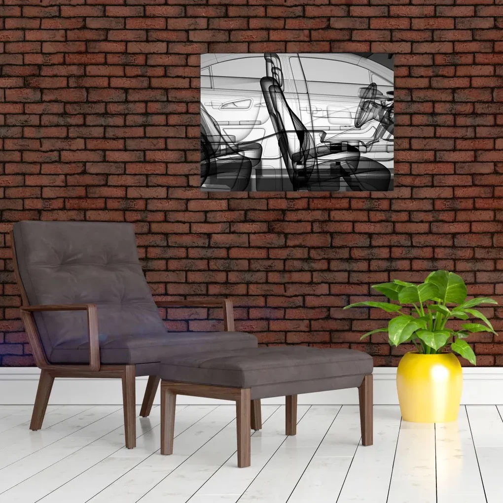 Skleněný obraz - 3D model auta (70x50 cm) | BIANO