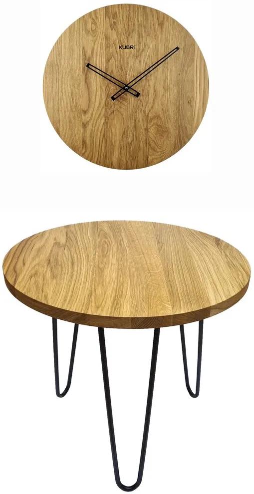 KUBRi 0600 - luxusní dubový stolek a nástěnné hodiny