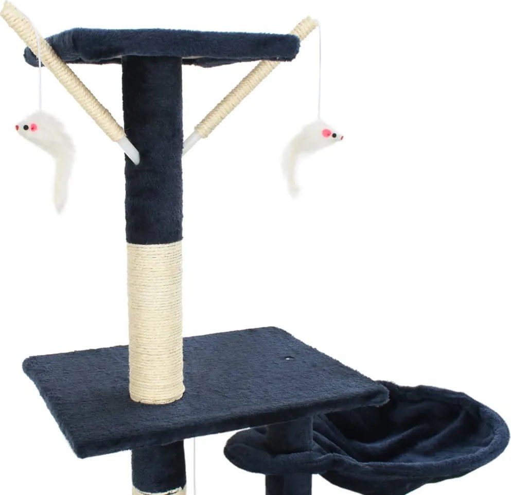 Škrabadlo pro kočky se sisalovými sloupky 230-250 cm modré 170621