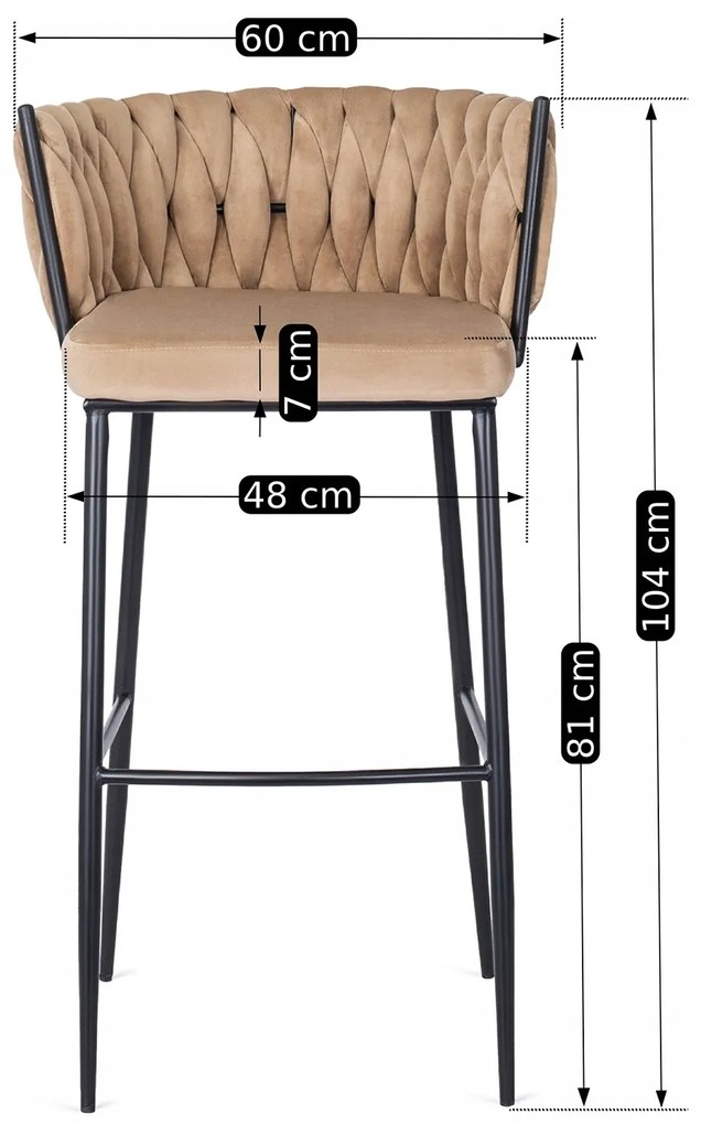 Barová židle Flores 60 cm béžová/černá