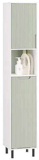 Sobuy SoBuy BZR137-GR Vysoká skříňka s rozkládacím pytlem na prádlo Koupelnová skříňka Úzká skříňka Koupelnový nábytek Bílo-zelená 31x167x30cm