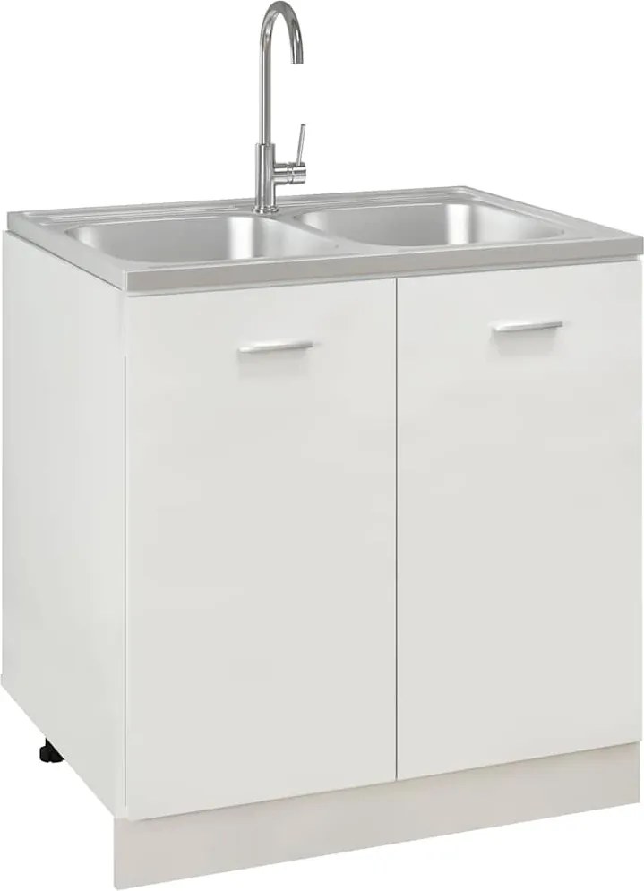 Kuchyňský dvojitý dřez stříbrný 800x600x155 mm nerezová ocel 147235