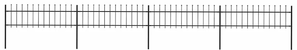 Zahradní plot s kopím nahoře ocelový 671 x 60 cm černý 277596