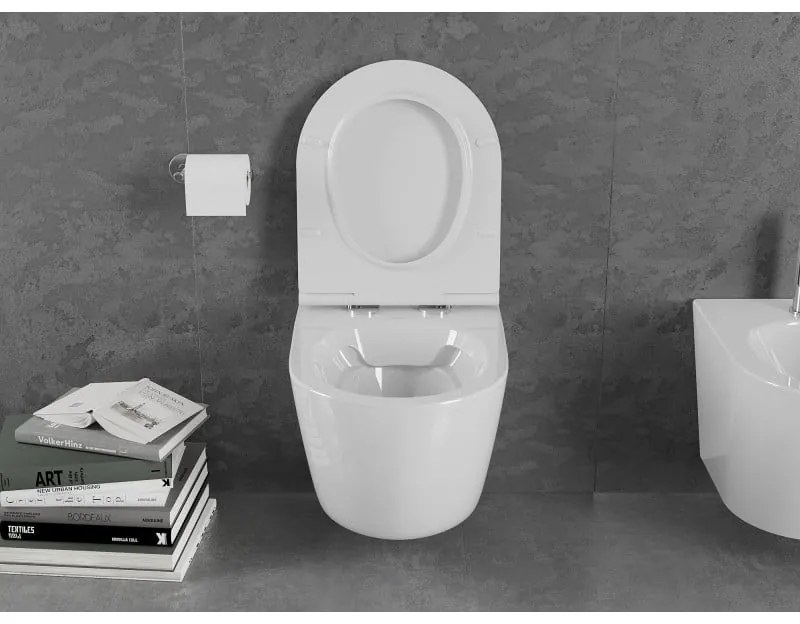 Mexen Lena WC mísa Rimless s pomalu padající deskou slim, duroplast, Bílá - 30220500