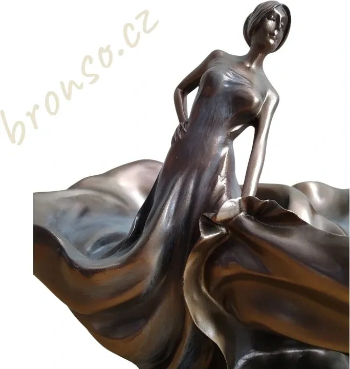 Dekorační mísa s tančící ženou – elegantní bronzovaná socha ve stylu Art Deco, Veronese AN10014A4