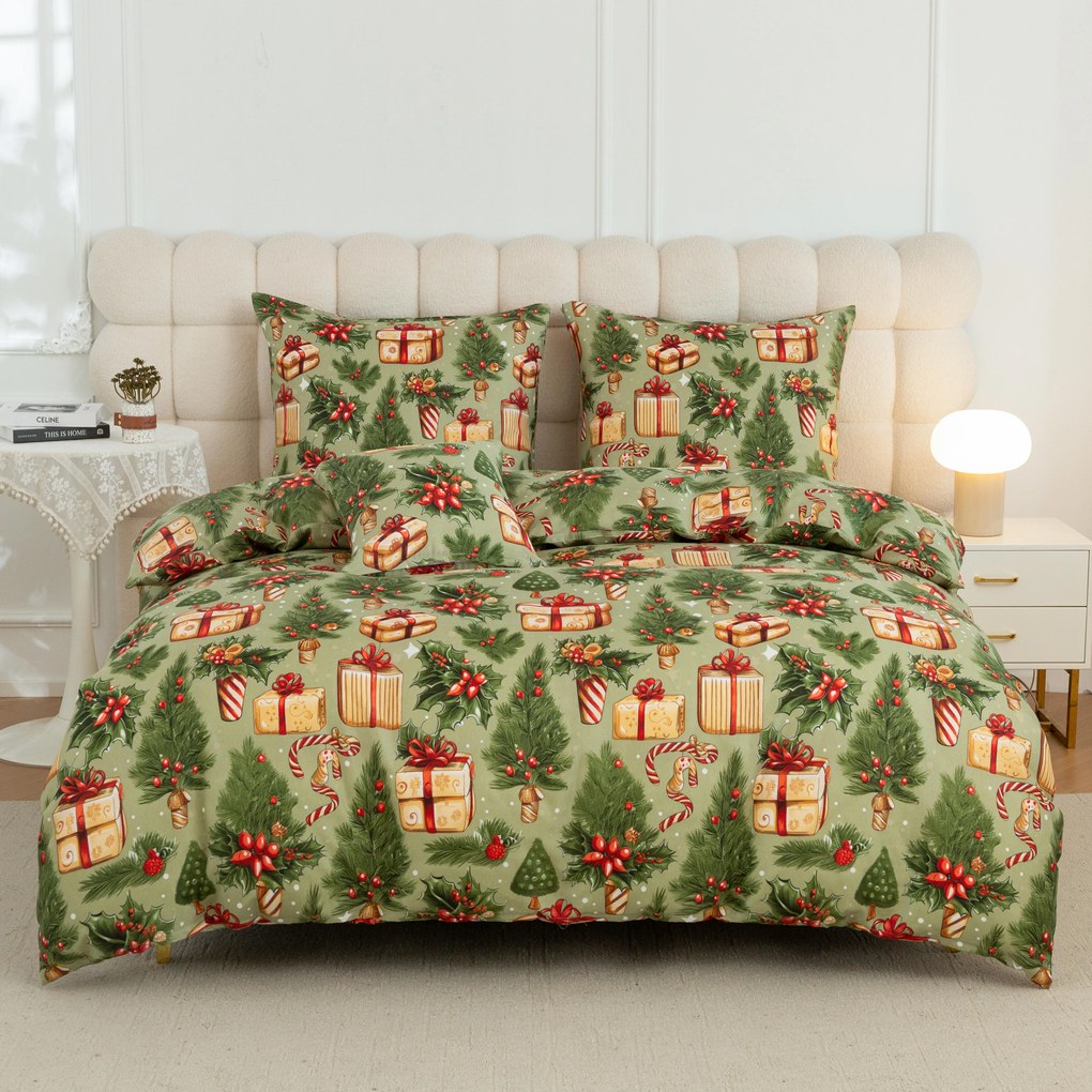 Povlečení z mikrovlákna CHRISTMAS PRESENTS zelené Rozměr povlečení: 70 x 90 cm | 140 x 200 cm