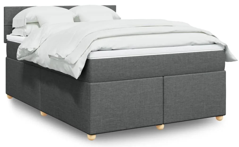 Box spring postel s matrací tmavě šedá 140x200 cm textil 3286704