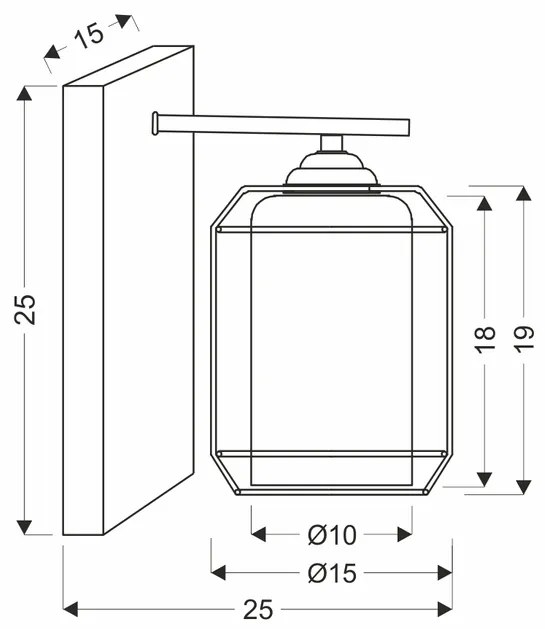 Candellux Černé nástěnné svítidlo Jonera pro žárovku 1x E27