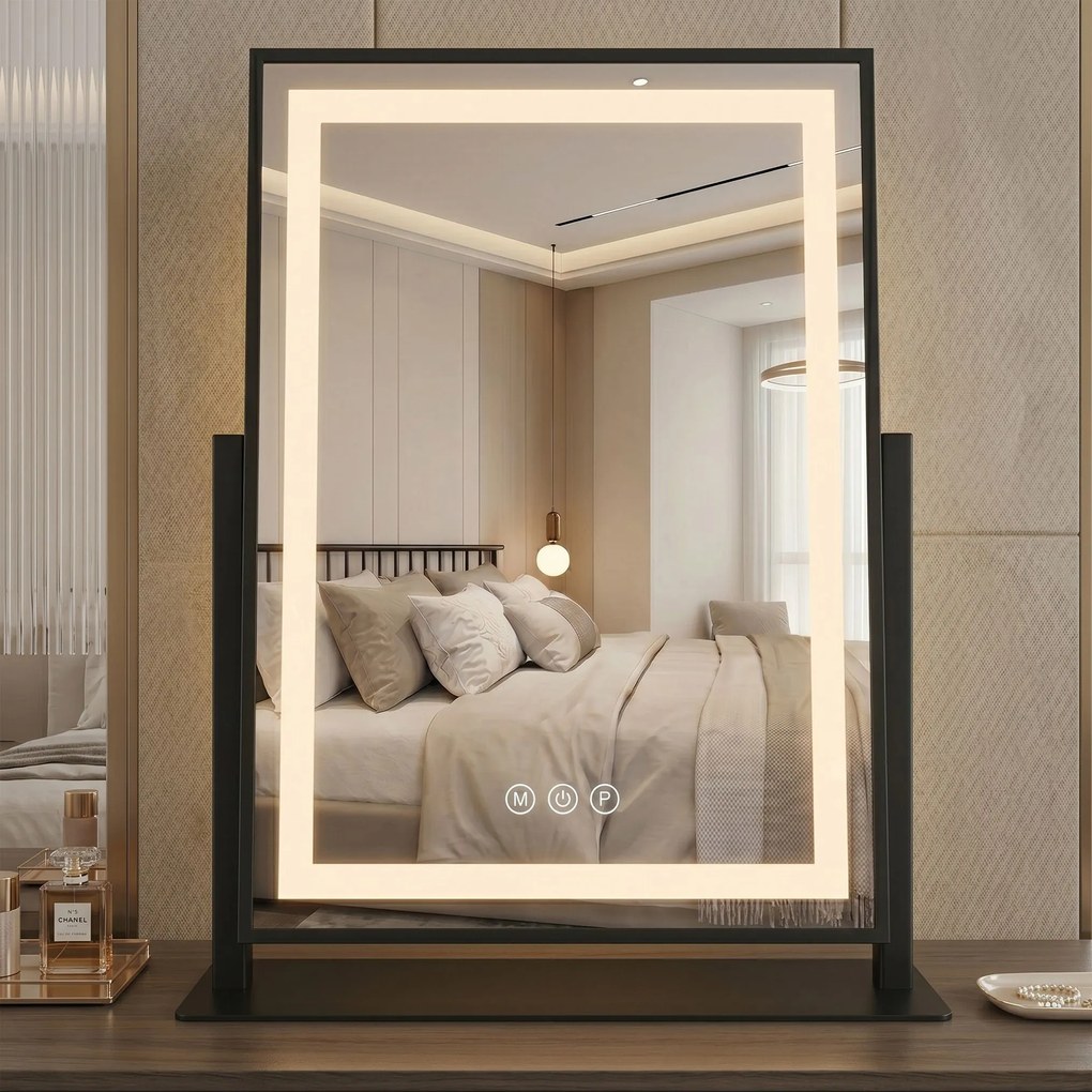 Rea Kosmetické zrcadlo 30x40 cm s regulovatelným LED osvětlením HOM-01805 černé