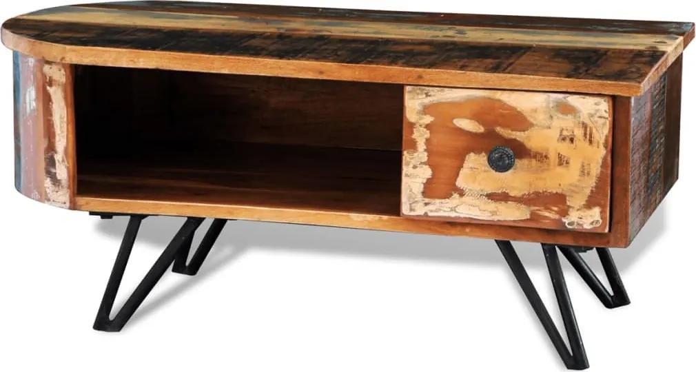 vidaXL Konferenční stolek s železnými nohami masivní recyklované dřevo [241642]