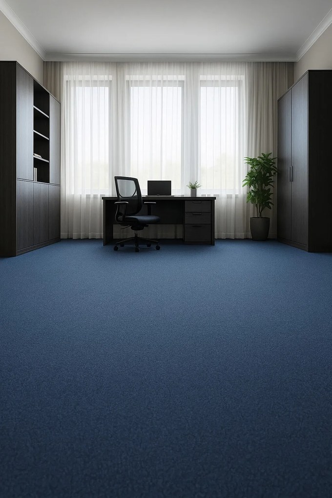 Tapibel, Metrážový koberec Cobalt SDN 64060 - AB tmavě modrý, zátěžový, na míru, šíře 4m,5m, modrá, ab (mřížka), chodba / předsíň
