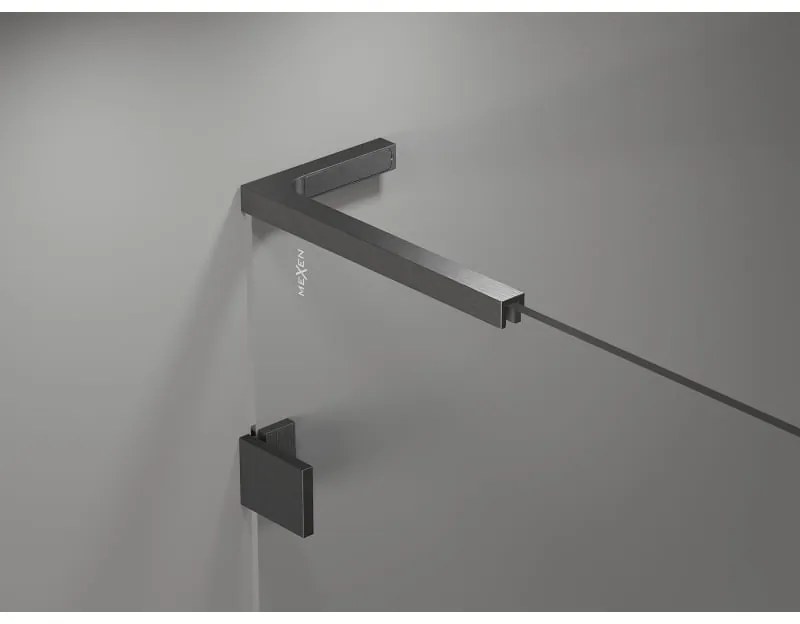Mexen Lunar, L sklápěcí sprchový kout levý 70 x 70 cm, 8mm čiré sklo, profil grafit broušený, 834L-070-070-66-00-L