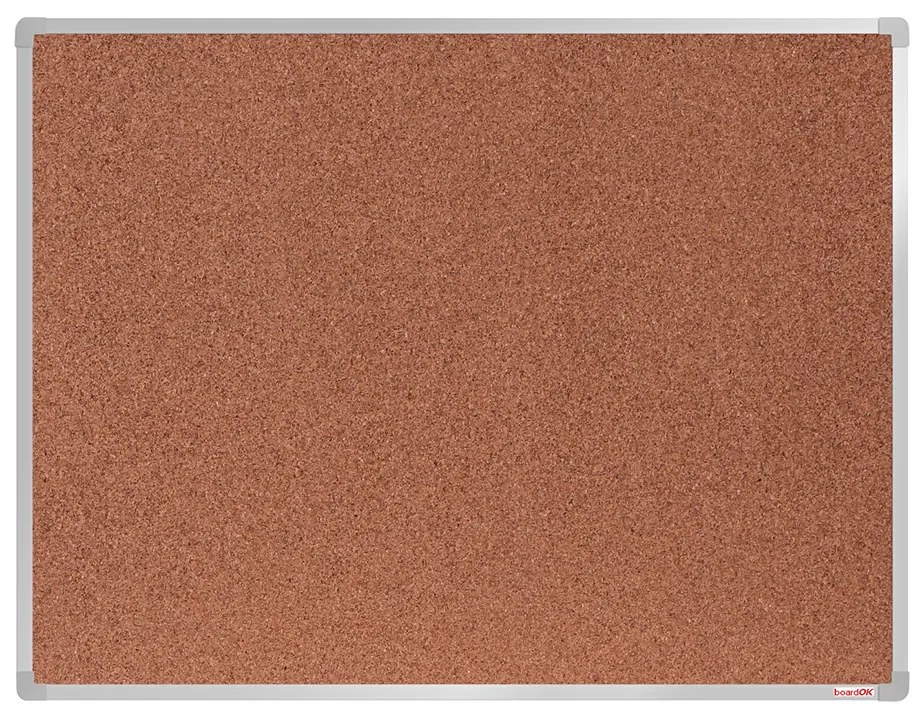 Korková nástěnka boardOK v hliníkovém rámu, 1200 x 900 mm, eloxovaný rám
