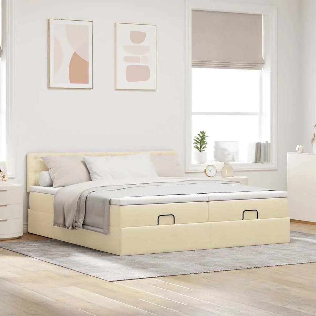 Osmanský rám postele s matrací krémová 180x200cm textil 3312041