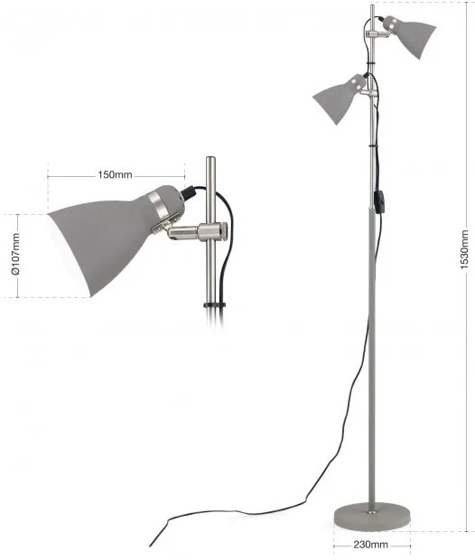 Orion Stojací lampa SCHOOL ŠEDÁ