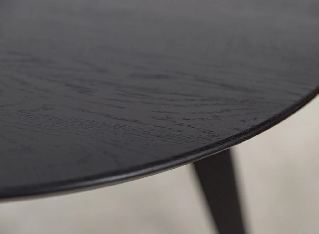 KATMANDU Konferenční kulatý stůl Orbetello, Černý, masiv dub, 48x90x90 cm