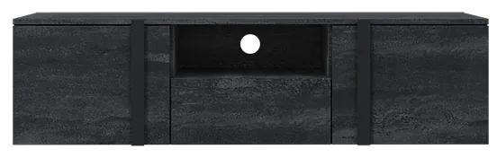 Závěsný TV stolek Verica 150 cm s výklenkem - charcoal / černé úchytky