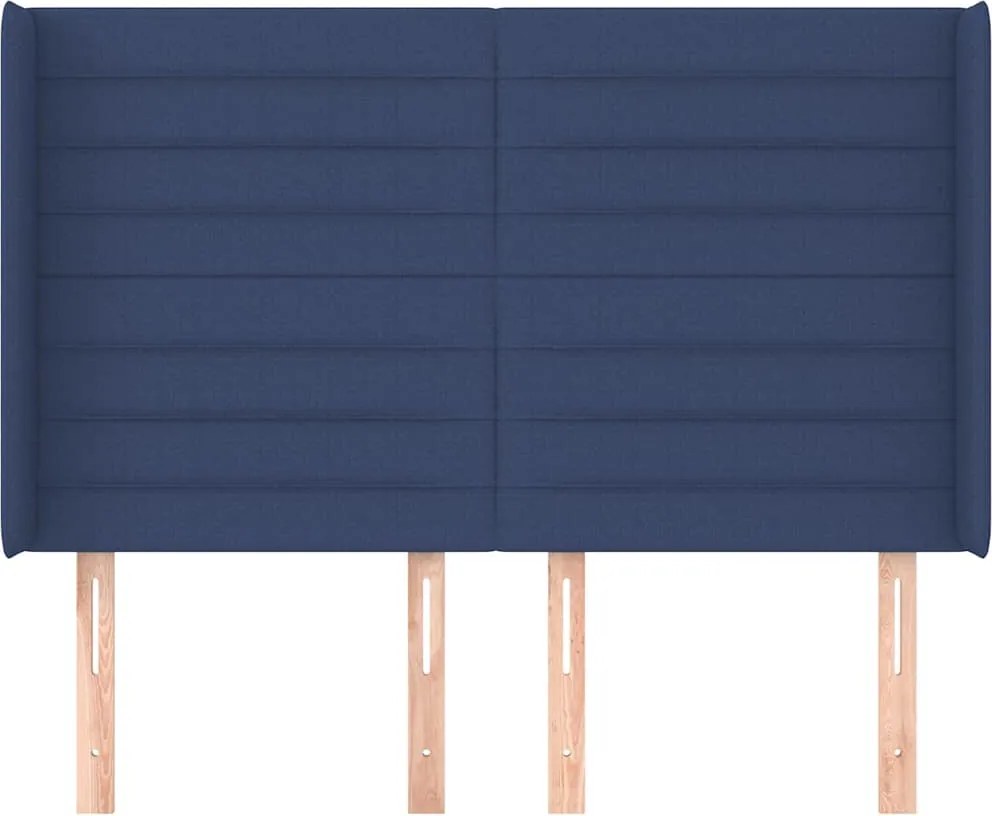 Čelo postele typu ušák modré 147x16x118/128 cm textil 3119724