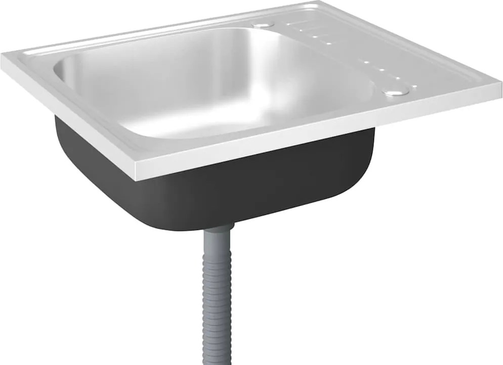 Kuchyňský dřez s odtokem stříbrný 600x500x155 mm nerezová ocel 147230