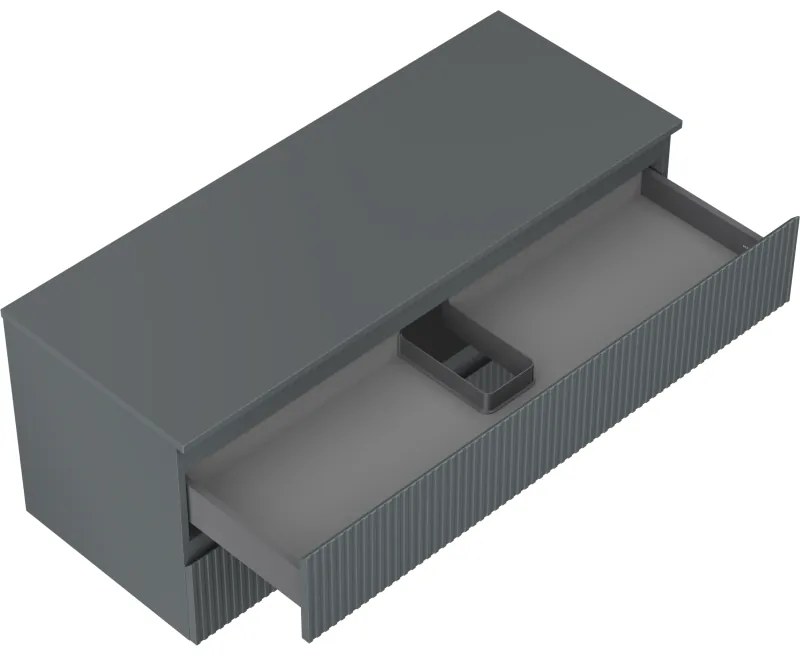 Mexen Rivel, koupelnová skříňka 120 cm s horní částí, 2 zásuvky, drážkovaná, grafit matná - 91A20-12047-2-BFFC66