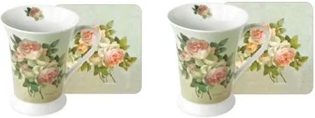 Pimpernel Set hrnků a podložek - Antické růže (Antique Rose)