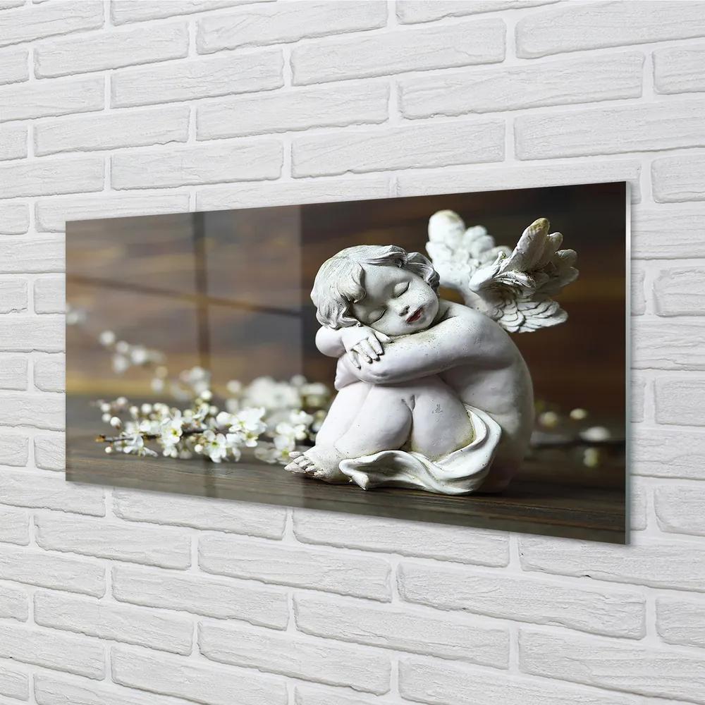 akrylový obraz Spící anděl květiny 140x70 cm