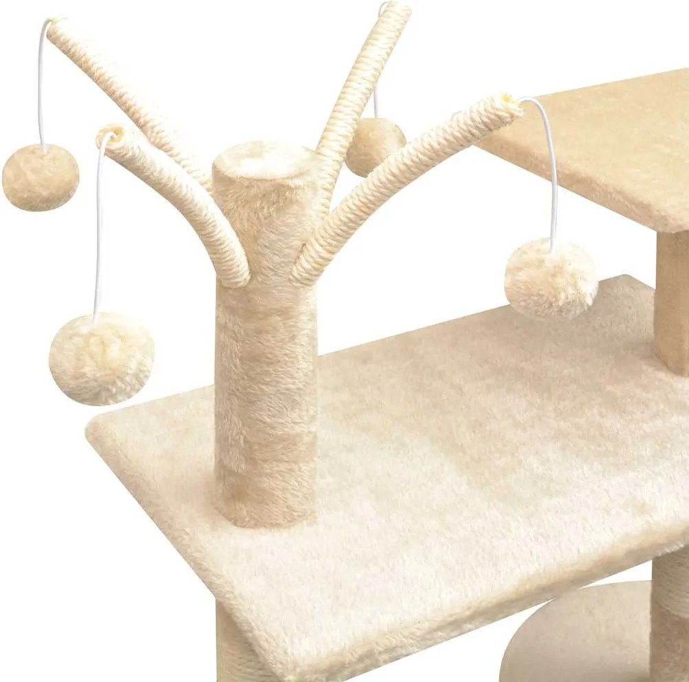 Škrabadlo pro kočky se sisalovými sloupky, 125 cm, béžová 170482