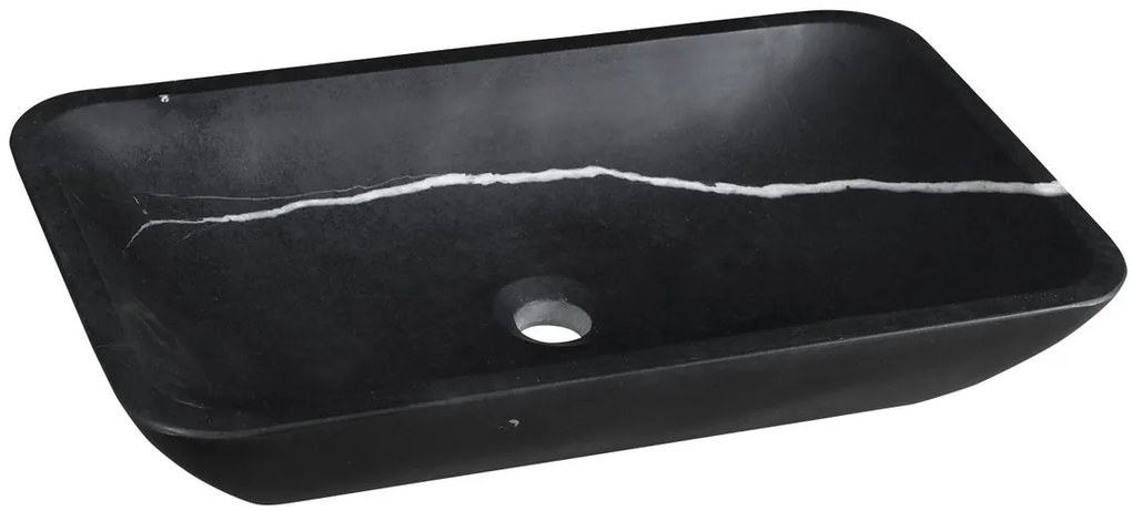 Sapho BLOK kamenné umyvadlo 60 x 11 x 35 cm Marquin černý matný 2401-39