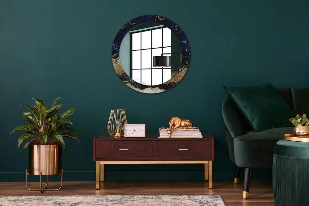 Kulaté dekorativní zrcadlo na zeď Modrý mramor fi 70 cm