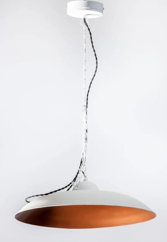 T-BIS Industriální světlo nad stůl KIRA 44 cm - měď/bílá